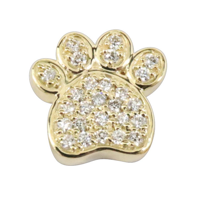 The Silver Queen. 14K Yellow Gold Pave Set Diamond Dog Paw