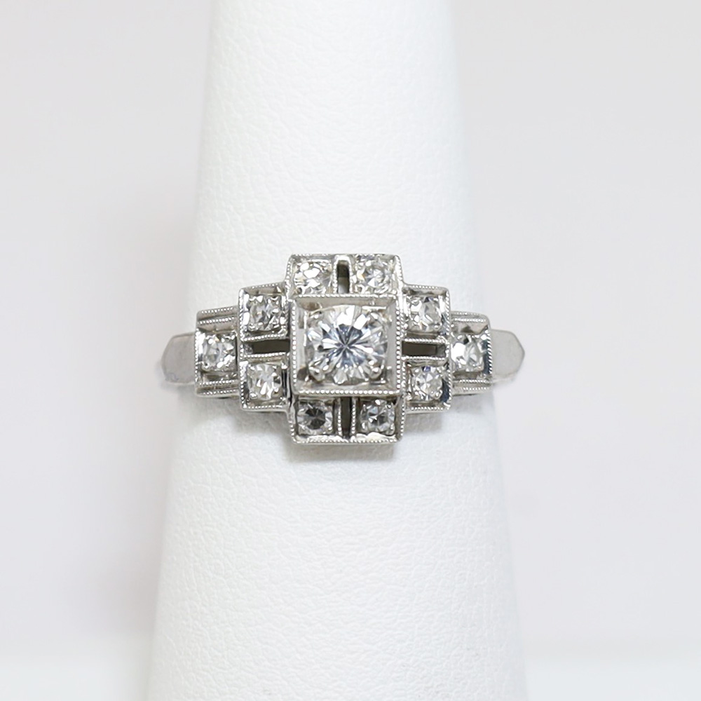 The Silver Queen. Vintage Palladium Art Deco Diamond Engagement Ring
