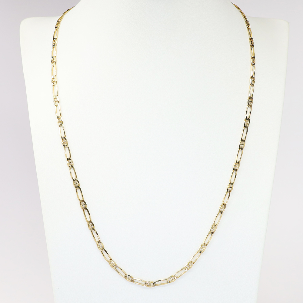 The Silver Queen. 20" 14k Yellow Gold Fancy Link Curb/Anchor Chain Necklace
