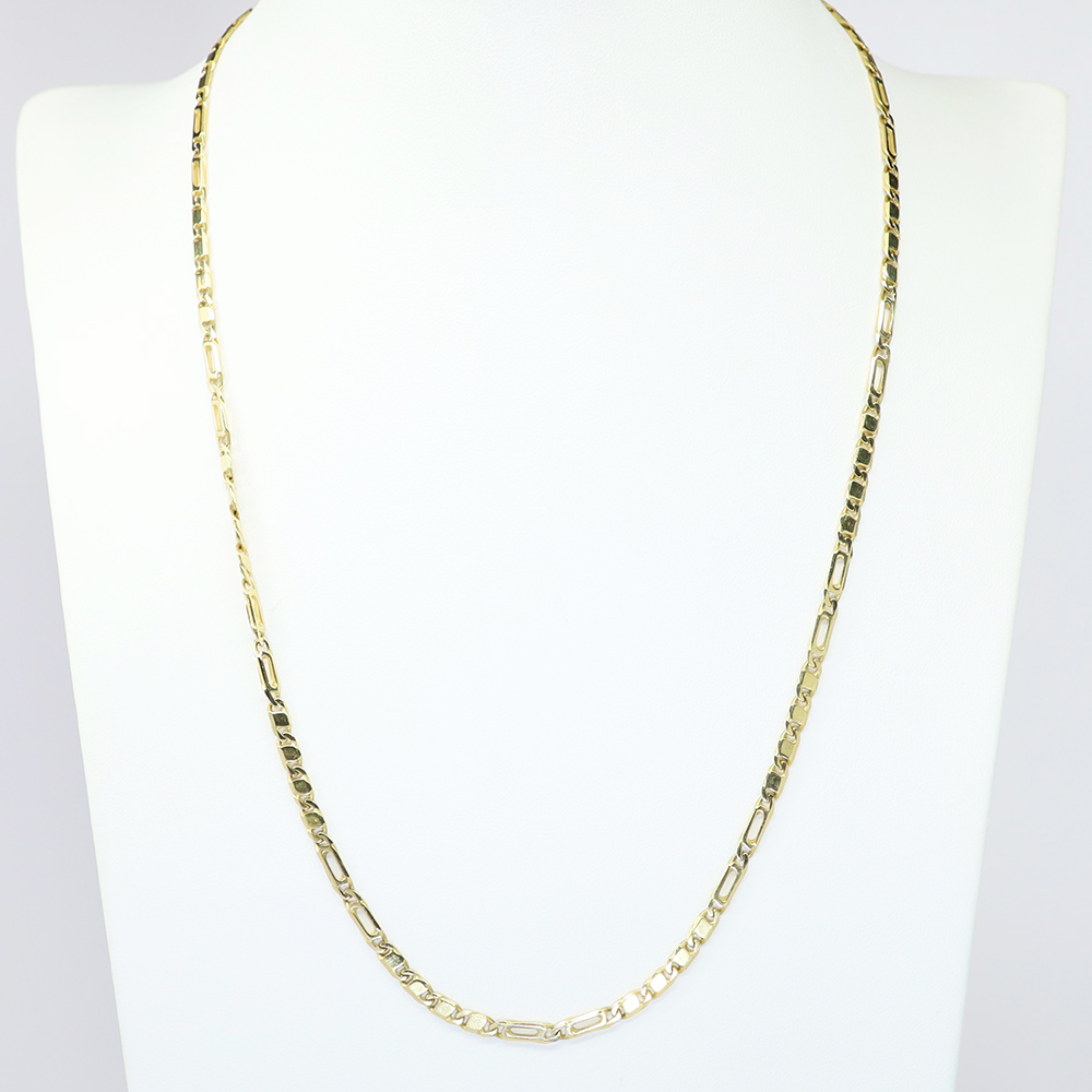 The Silver Queen | 20" 18k Yellow Gold Fancy Link Figaro Chain Necklace