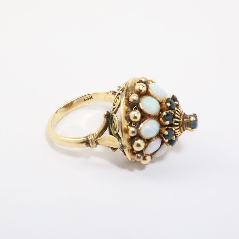 The Silver Queen. Vintage Yellow Gold, Blue Sapphire & Opal Thai ...