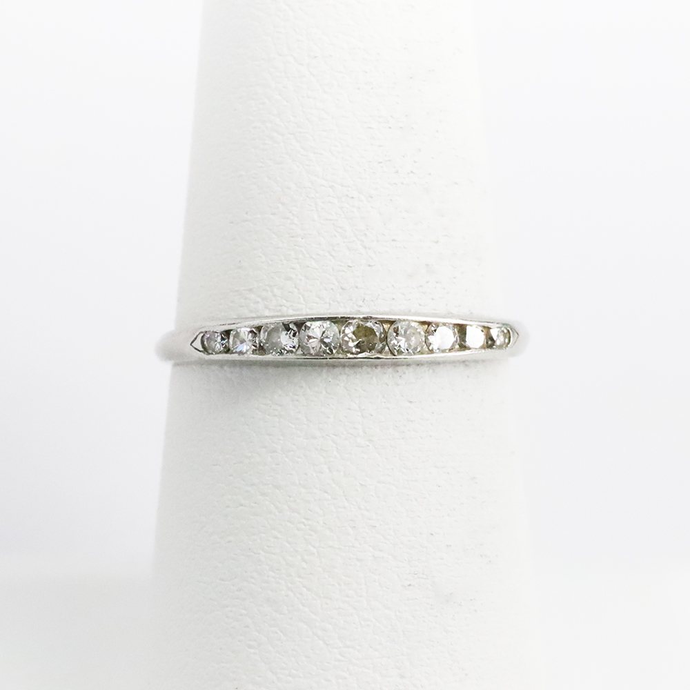 Antique Delicate Iridium Platinum Diamond Wedding Band
