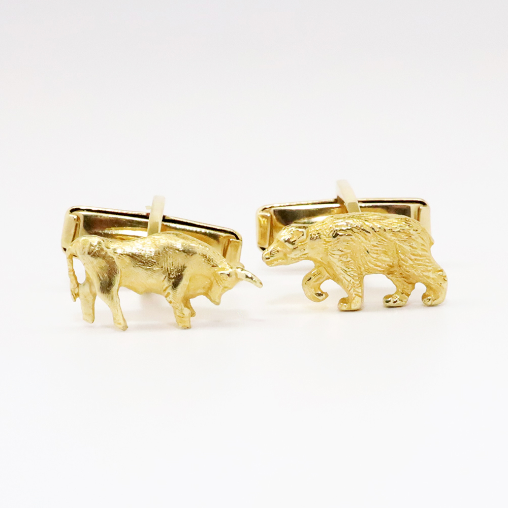 The Silver Queen | Vintage 14k Yellow Gold Figural Bull & Bear Wall ...