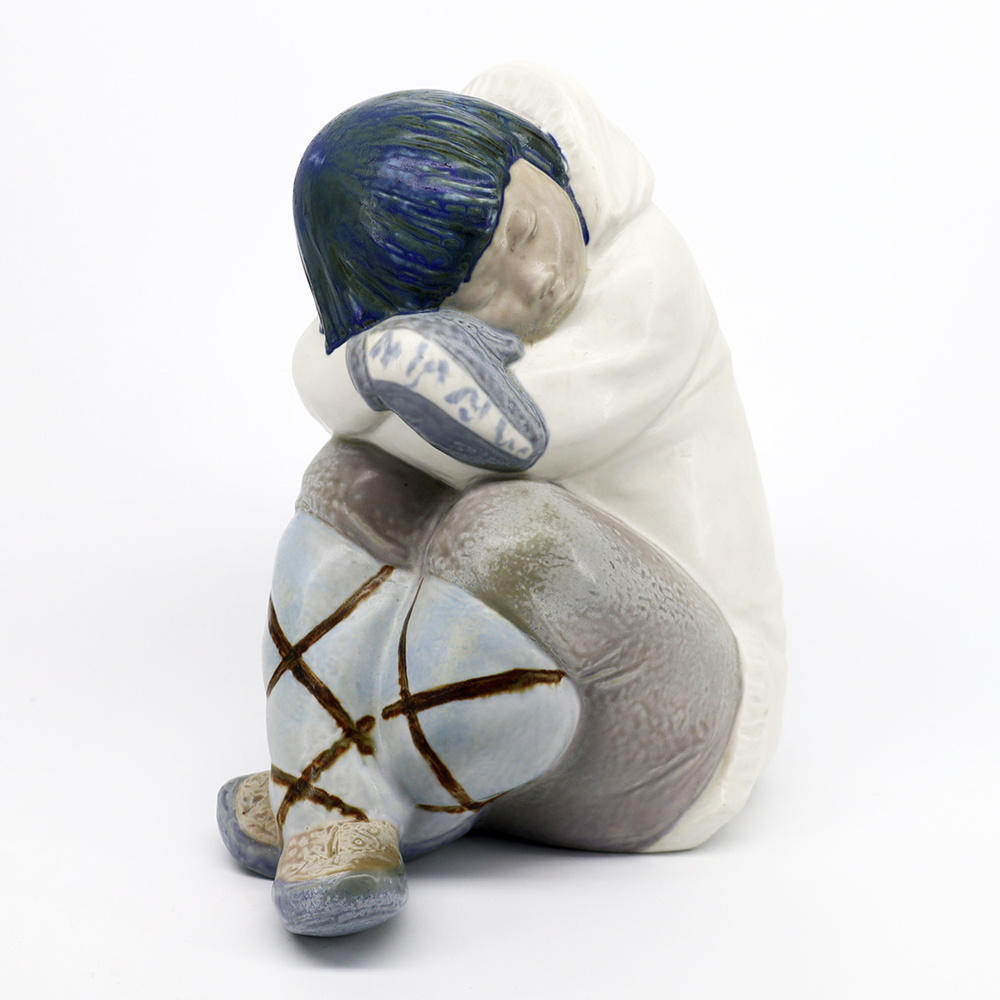The Silver Queen. Lladro 'Eskimo Boy' & 'Eskimo Girl' Sleeping Gres ...