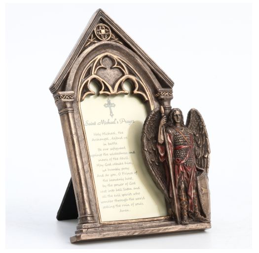 The Silver Queen. Cold Cast Bronze Saint Michael's Prayer Frame