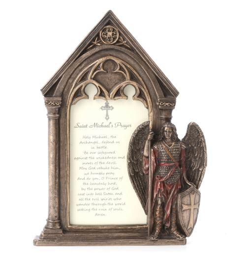 The Silver Queen. Cold Cast Bronze Saint Michael's Prayer Frame