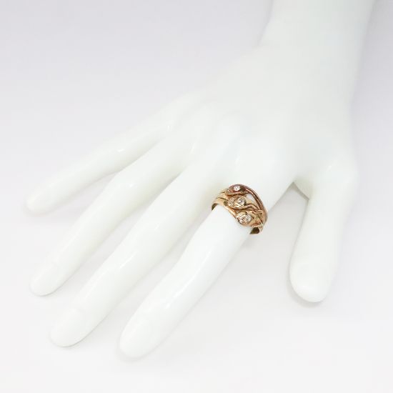 The Silver Queen. Antique 14k Gold & Old Cut Diamond Triple Snake Ring