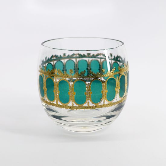 The Silver Queen | Vintage Culver 'Emerald Scroll' Set of 6 Roly Poly ...