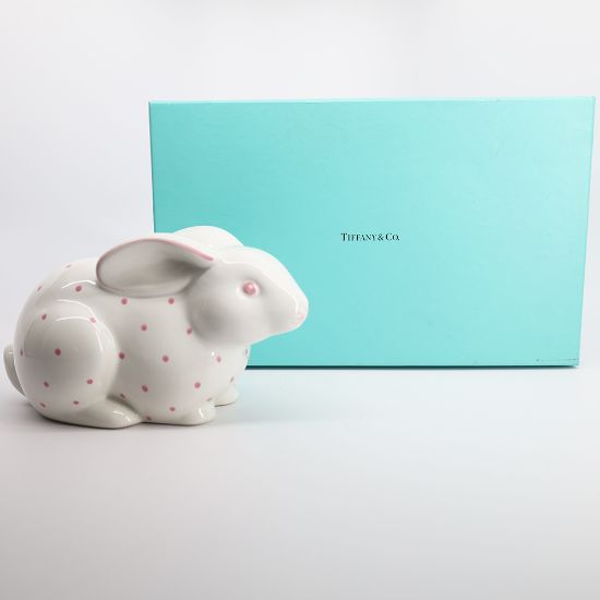 The Silver Queen | Tiffany & Co. Ceramic Bunny Bank with Pink Polka Dots