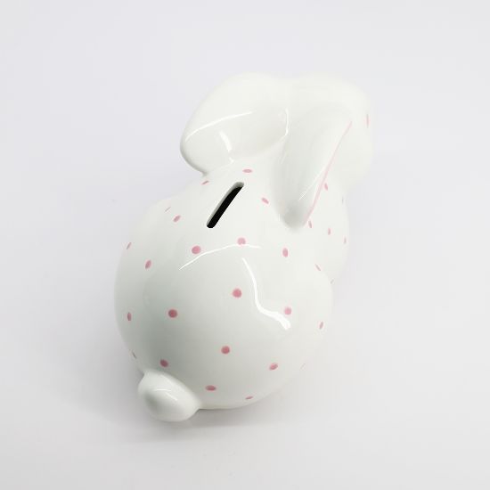The Silver Queen | Tiffany & Co. Ceramic Bunny Bank with Pink Polka Dots