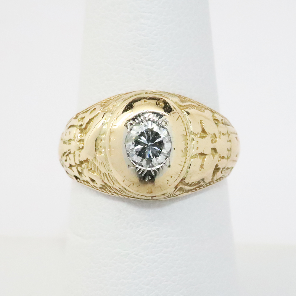 The Silver Queen | 14k Yellow Gold US Navel Academy Class Diamond Ring