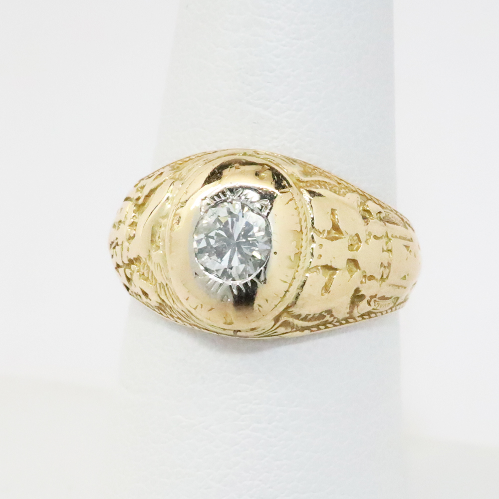 The Silver Queen | 14k Yellow Gold US Navel Academy Class Diamond Ring